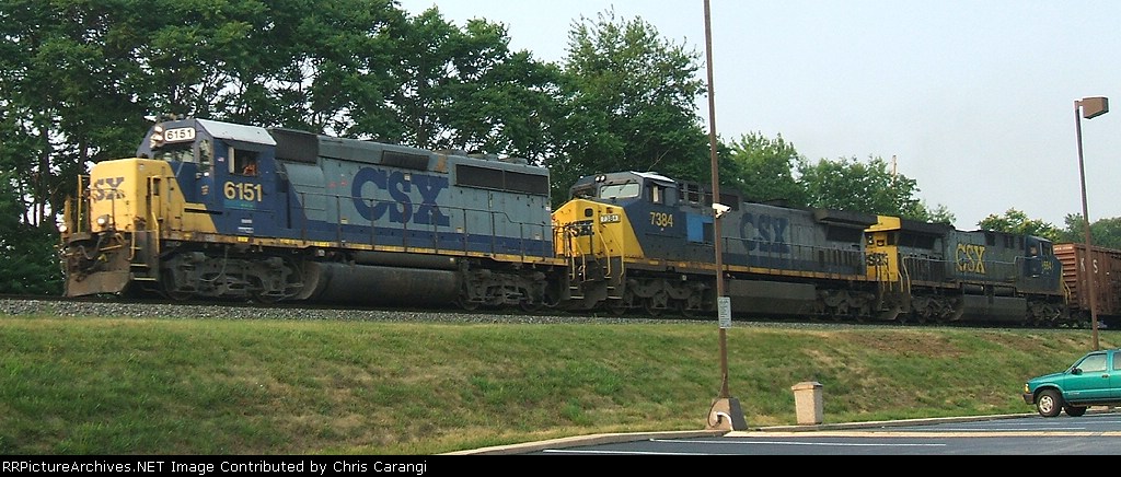 CSX 6151 now classed GP38-2S leads Q405 west